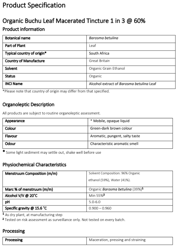 Organic Buchu Tincture (Barosma betulina)